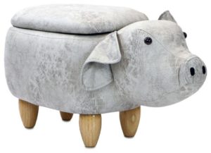 Mini Pig Bench and Chair with Leather Cushions for Eco Style Decorating