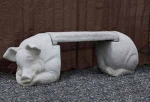 Mini Pig Bench and Chair with Leather Cushions for Eco Style Decorating