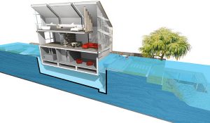 Modern Floating Houses, Amphibious House that Rises to Survive Flood