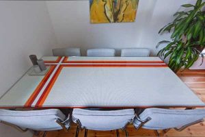 Glass Top Dining Table with Lego Parts Offers Unique Furniture Design Idea