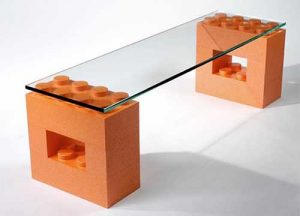 Glass Top Dining Table with Lego Parts Offers Unique Furniture Design Idea