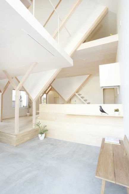 Modern House Design with Functional and Decorative Y Shaped Wooden Frames