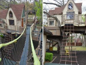 Castle Like Treehouse Design in Texas Featuring Charming Vintage Decor