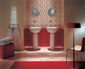 Modern Wall Tiles in Red Colors Creating Stunning Bathroom Design