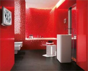 Modern Wall Tiles in Red Colors Creating Stunning Bathroom Design