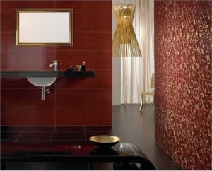 Modern Wall Tiles in Red Colors Creating Stunning Bathroom Design