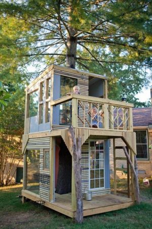 Two Floor Kids Tree House Design, Inspiring DIY Backyard Ideas