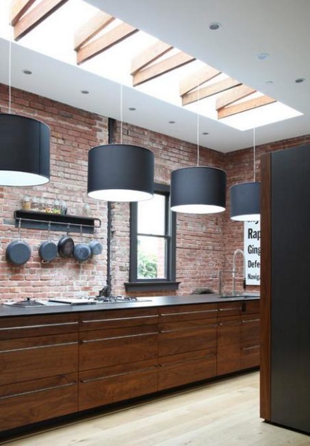 25 Modern Kitchens and Interior Brick Wall Design Ideas