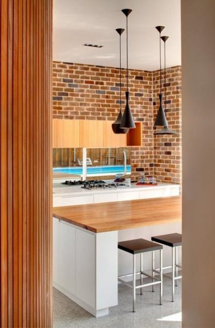 25 Modern Kitchens and Interior Brick Wall Design Ideas