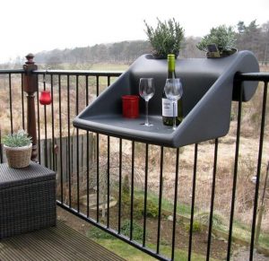 Space Saving Hanging Table Adding Comfort to Small Balcony Designs