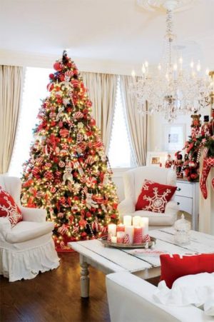 Beautiful Christmas Decor in Charming Old Fashioned Red Colors