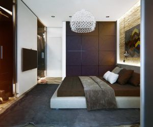 Modern Apartment Ideas, Single Person Studio Design with Bright Accents