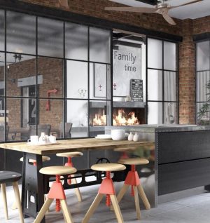 Contemporary Kitchen Design and Living Area in Loft Style