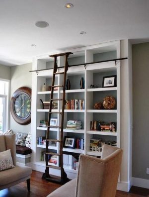 25 Modern Home Library Designs with Ladders and Stairs