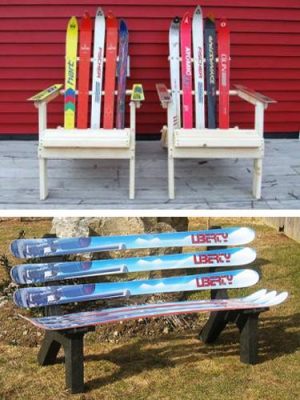 Outdoor Furniture and Yard Decorations Recycling Vintage Skis