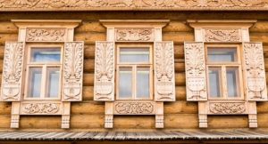 Decorative Wooden Windows, House Exteriors in Traditional Russian Style