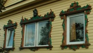 Decorative Wooden Windows, House Exteriors in Traditional Russian Style