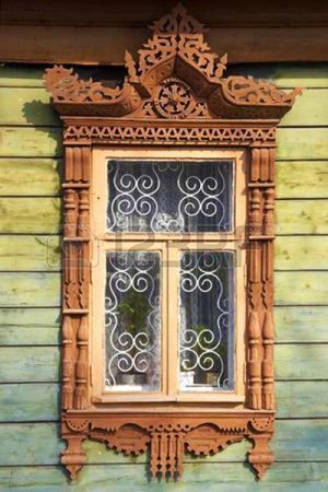 Decorative Wooden Windows, House Exteriors in Traditional Russian Style