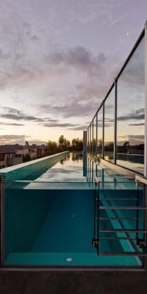 Rooftop Terrace with Glass Pool, Modern House Design Offering Panoramic ...