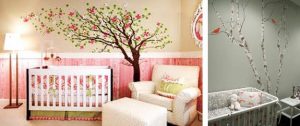 Romantic Kids Room Design, Trees for Decorating Empty Walls