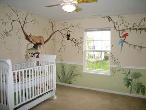 Romantic Kids Room Design, Trees for Decorating Empty Walls