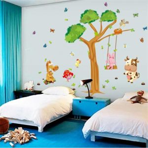 Romantic Kids Room Design, Trees for Decorating Empty Walls