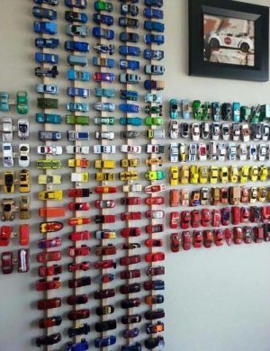 Wall Decorating with Toy Cars, Kids Storage and Organization Ideas