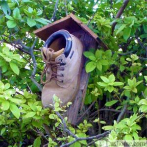 Recycling Boots for Original Birdhouses, DIY Design Ideas