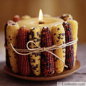 Thanksgiving Table Centerpieces Designed with Corn, Fall Decorating Ideas