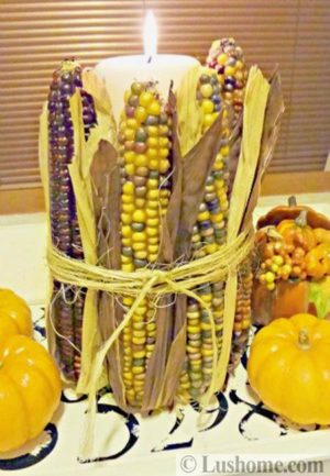 Thanksgiving Table Centerpieces Designed with Corn, Fall Decorating Ideas