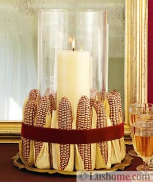 Thanksgiving Table Centerpieces Designed with Corn, Fall Decorating Ideas