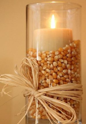 Thanksgiving Table Centerpieces Designed with Corn, Fall Decorating Ideas