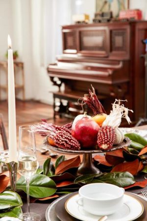 Thanksgiving Table Centerpieces Designed with Corn, Fall Decorating Ideas