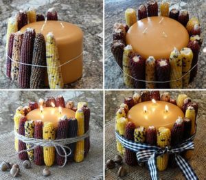 Thanksgiving Table Centerpieces Designed with Corn, Fall Decorating Ideas