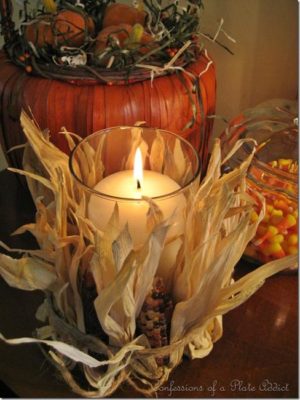 Thanksgiving Table Centerpieces Designed with Corn, Fall Decorating Ideas