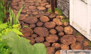 Wood Slices in Modern Yard Landscaping, Ideas for Garden Path Design