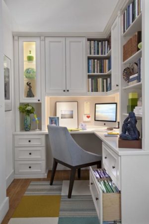 50 Home Office Designs with Kitchen Cabinets and Shelves, Modern ...