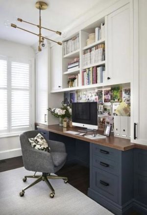 50 Home Office Designs with Kitchen Cabinets and Shelves, Modern ...