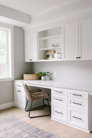 50 Home Office Designs with Kitchen Cabinets and Shelves, Modern ...