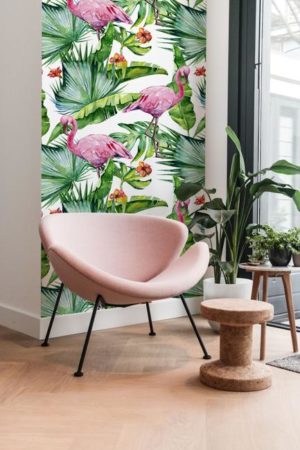 Green Leaf Patterns and Houseplants, Modern Interior Trends in Decorating