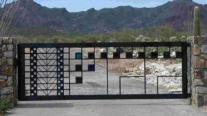 Contemporary Driveway Gates Featuring Geometric Patterns, Modern Metal ...