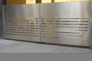 Contemporary Driveway Gates Featuring Geometric Patterns, Modern Metal ...