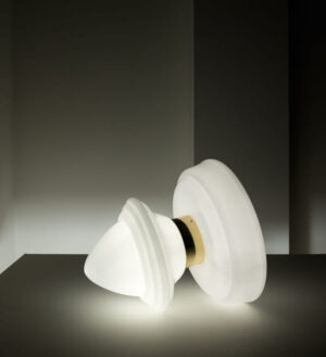 Wood Furniture and Contemporary Floor Lamps Showing Beautiful Geometry