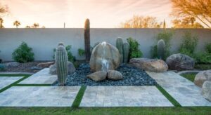 Yard Landscaping with Black Rocks, Popular Stone Types for Modern ...