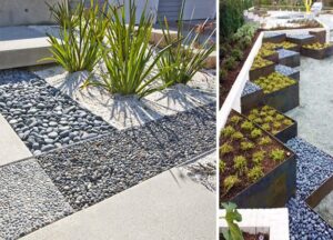 Yard Landscaping with Black Rocks, Popular Stone Types for Modern ...