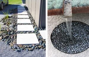 Yard Landscaping with Black Rocks, Popular Stone Types for Modern ...