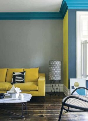Color Blocking with Modern Home Furnishings and Bright Wall Painting Ideas