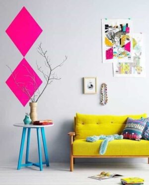 Color Blocking with Modern Home Furnishings and Bright Wall Painting Ideas