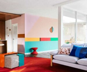 Color Blocking with Modern Home Furnishings and Bright Wall Painting Ideas