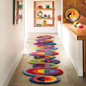 Colorful Floor Rugs in Circular Shapes, Tactile Floor Decoration Ideas